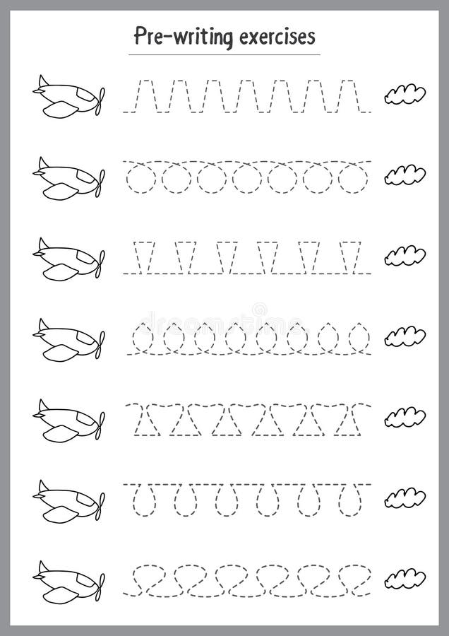 Basic Writing Exercises. Trace Line Worksheets for Children. Preschool ...