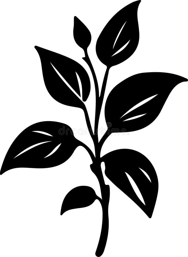 Basil Black Silhouette Generative Ai Stock Vector - Illustration of ...