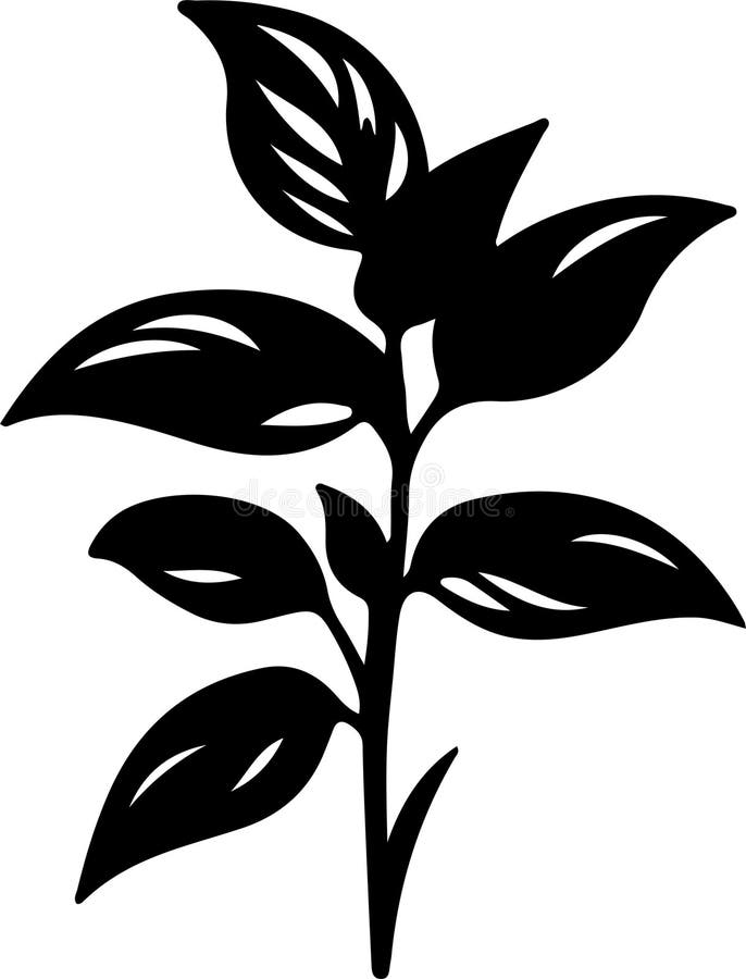 Basil Black Silhouette Generative Ai Stock Vector - Illustration of ...