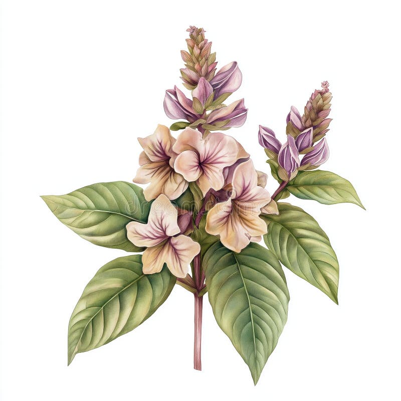 Basil Flower Patchouli Plant Isolated on White Stock Photo - Image of ...