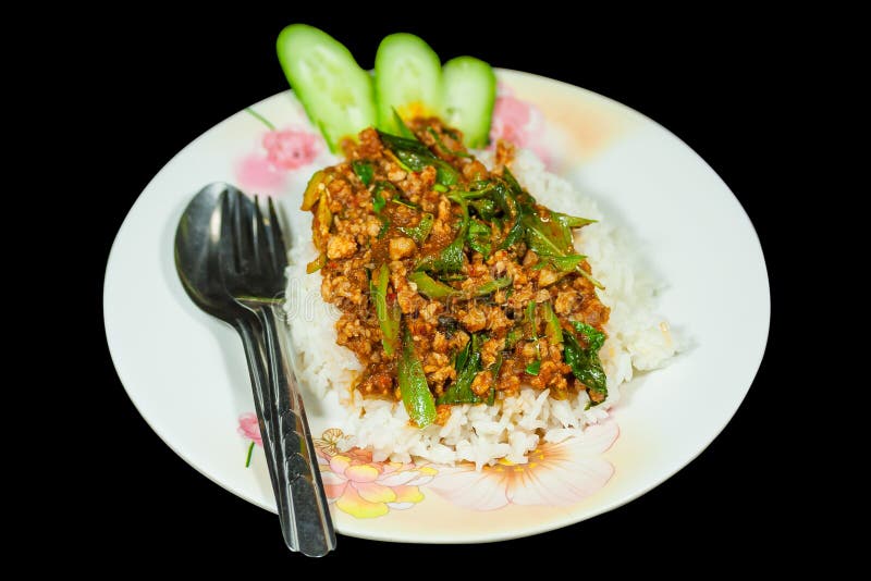 Basil Fried Rice. stock image. Image of cooking, food - 32354183