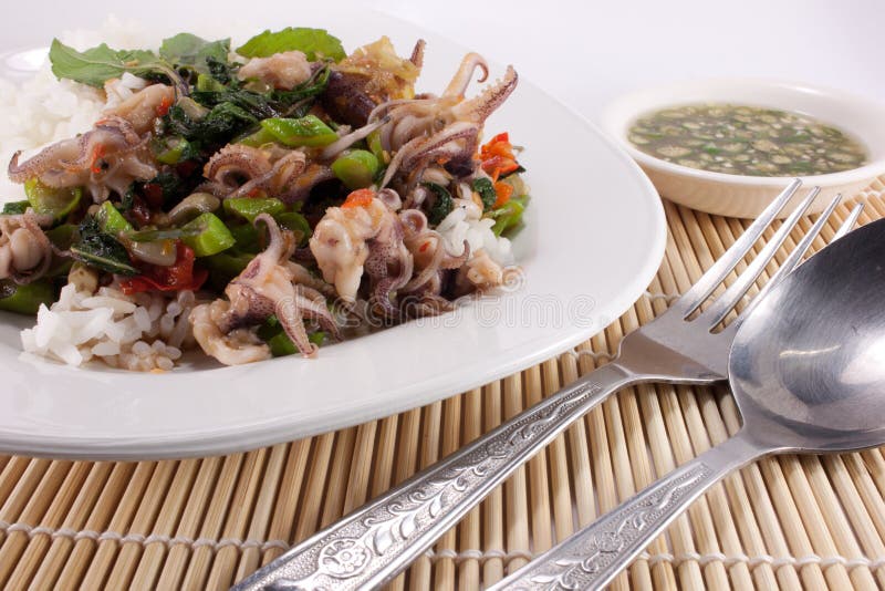 Basil Fried Squid Food in Asia Stock Image - Image of ethnic, asia ...