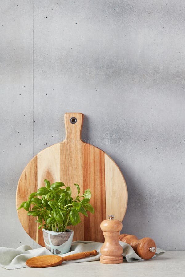 Basil and Kitchen Equipment Stock Photo - Image of domestic, cooking ...