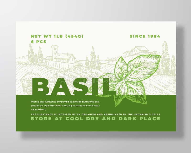 Basil Label Template. Abstract Vector Packaging Design Layout Stock ...