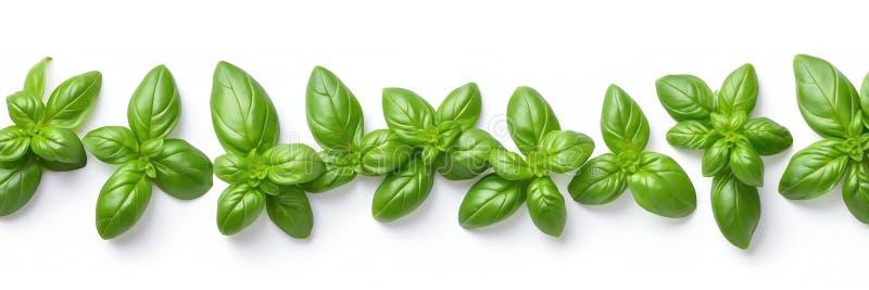 Basil Leaves on Border Side on Plain White Background Copyspace Ai ...