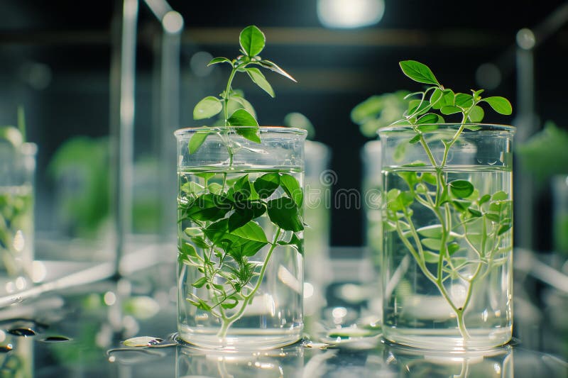 Basil Plant in Test Tube on Laboratory Table, Science Research and ...