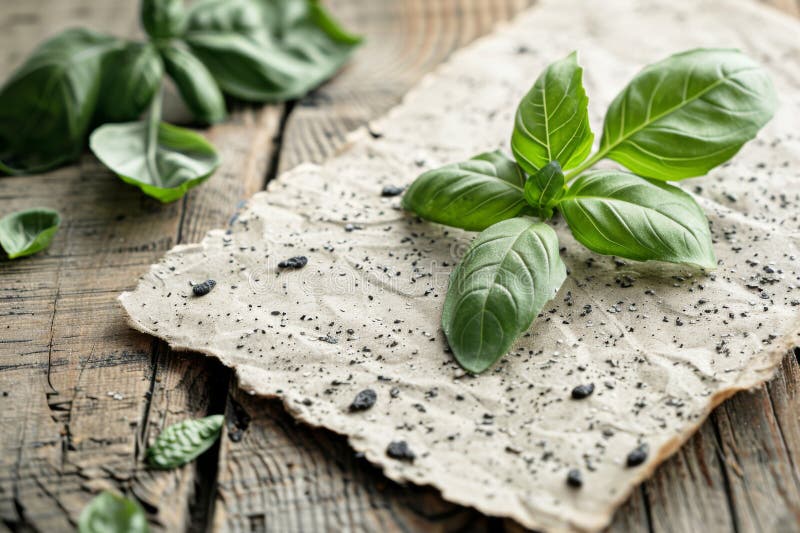 Basil Plantable Seed Paper. Sustainability, Biodegradable Stock ...