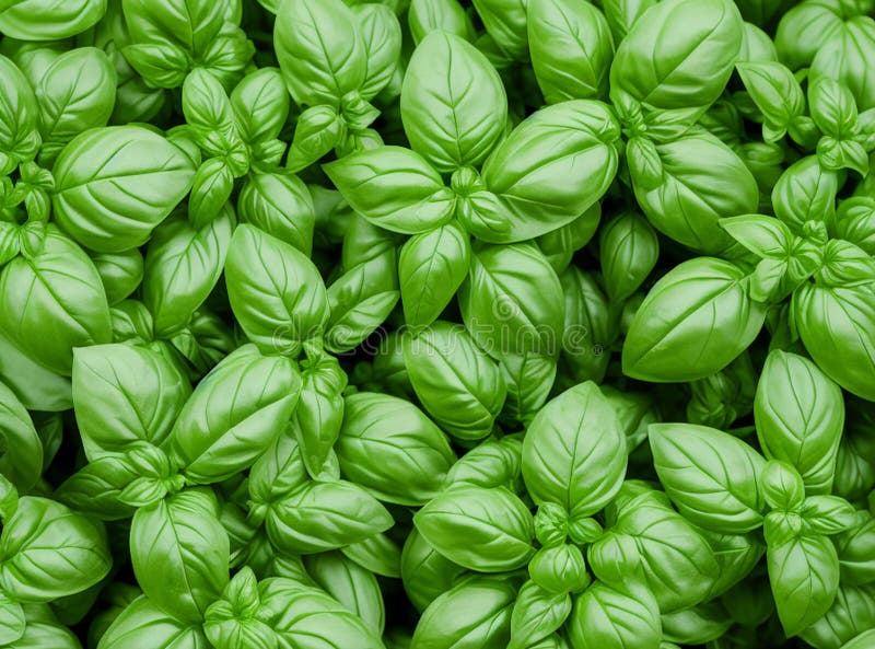 Basil Plants Field from Above Basil Herb Leaves Generative AI ...
