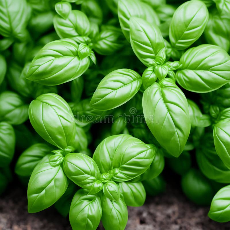 Basil Plants in the Garden Basil Herb Field Closeup Generative AI ...