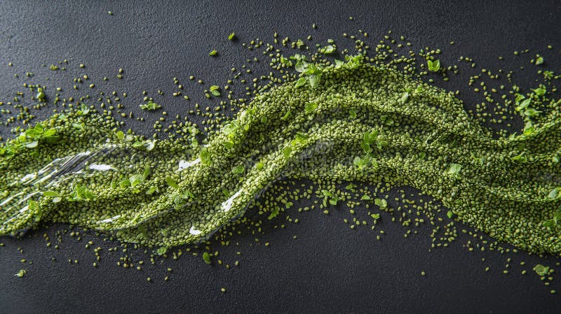 Basil Seeds Forming Wave Patterns on Dark Surface Artistic Display ...