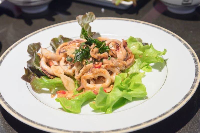 Basil Squid stock image. Image of cuisine, background - 78735995