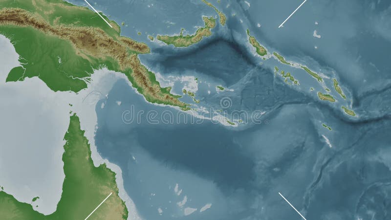 Basilaki Island in the Solomon Sea. Physical Map. Slide Stock Video ...