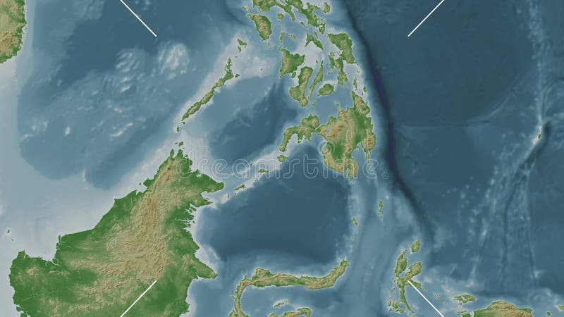 Basilan Island in the Sulu Sea. Physical Map. Slide Stock Footage ...