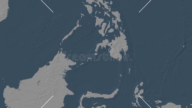 Basilan Island in the Sulu Sea. Steel Blue Map. Slide Stock Footage ...