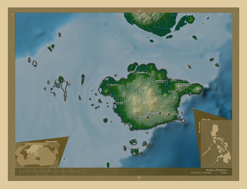Basilan, Philippines. Physical. Labelled Points of Cities Stock ...