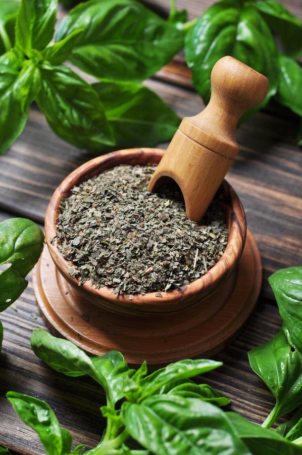 Basilic sec et frais photo stock. Image du détail, frais - 33068820