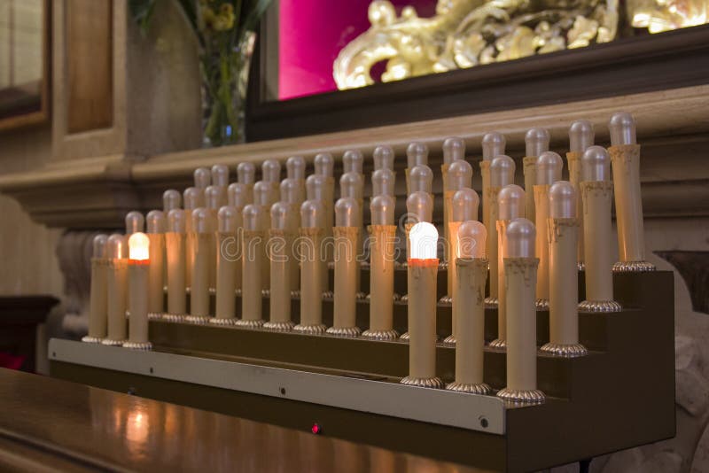 Basilica of Alberobello. Candles Stock Photo - Image of cosmas ...