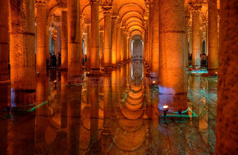 Basilica Cistern Ancient Byzantine Cistern in Istanbul, Turkey Stock ...
