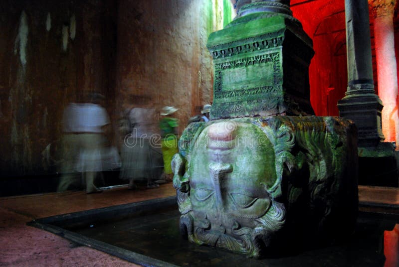 Basilica Cistern - Medusa Head Stock Image - Image of structure, column ...