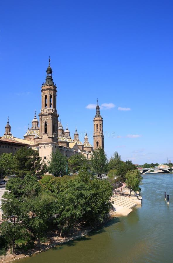 Basilica El Pilar Spain Zaragoza Fotografering för Bildbyråer - Bild av ...