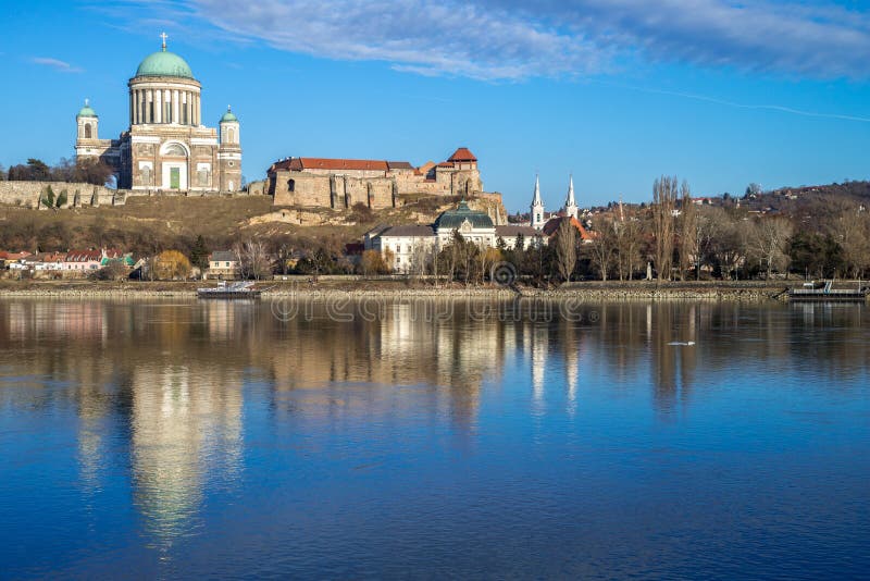 Esztergom City Hungary, from Above with River Danube Stock Image ...