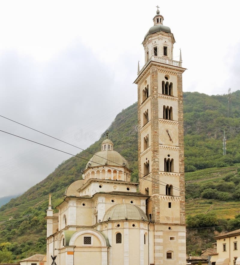 Basilica Madonna Di Tirano. Stock Photo - Image of rural, tower: 65653130