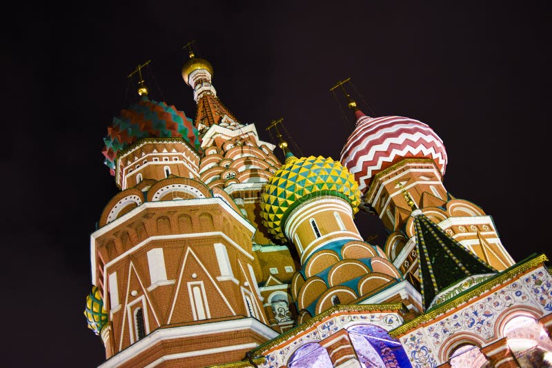 Basilica of St. Basil the Blessed in Moscow Russia by Night. Stock ...