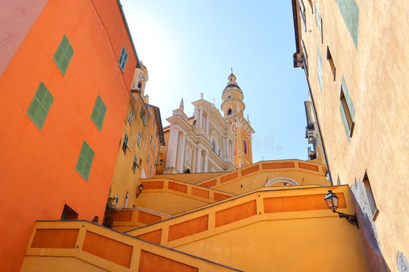 Basilica St. Michel in Menton, France Stock Image - Image of landmark ...