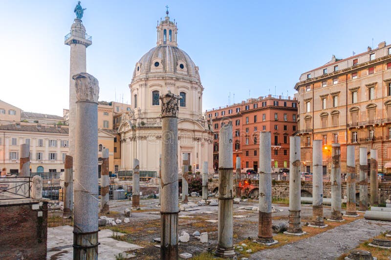 Basilica Ulpia of Trajano Forum, in Rome Editorial Photo - Image of ...