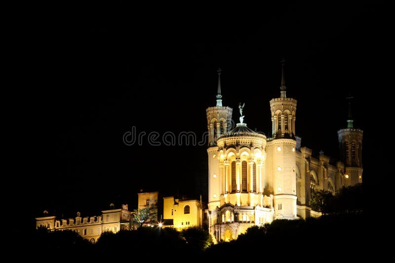De Kathedraal Lyon Van Notre Dame Stock Afbeelding - Image of blauw ...