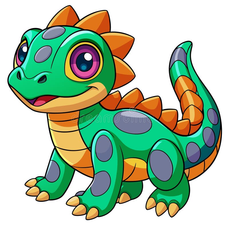 Basilisk Lizard Sits Vector Kawaii Stock Vector - Illustration of happy ...