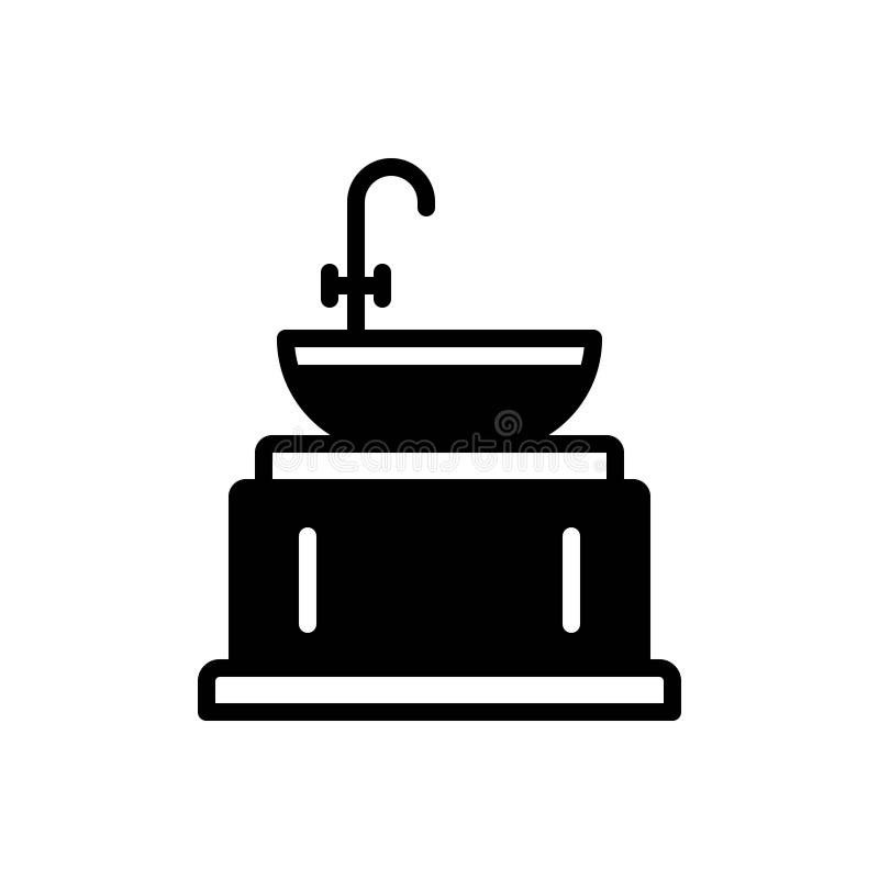 Black Solid Icon for Basin, Wash Basin and Bathroom Stock Illustration ...