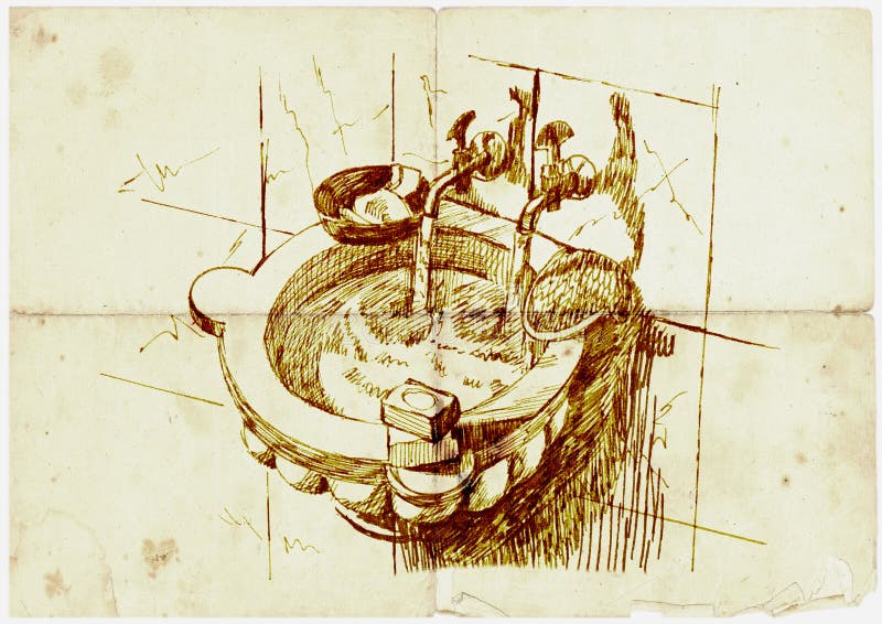 Basin of the old baths stock illustration. Illustration of pool - 24104946