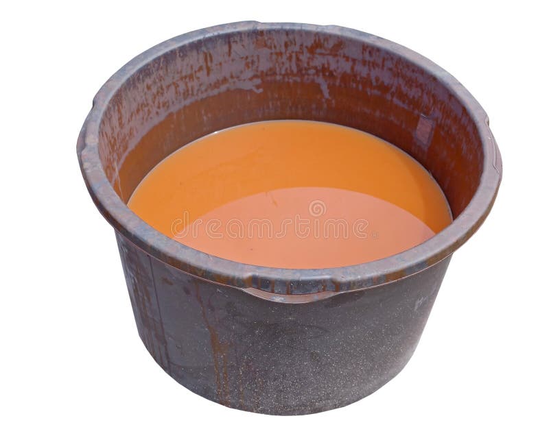 Basin with Orange Liquid on White Stock Image - Image of orange ...