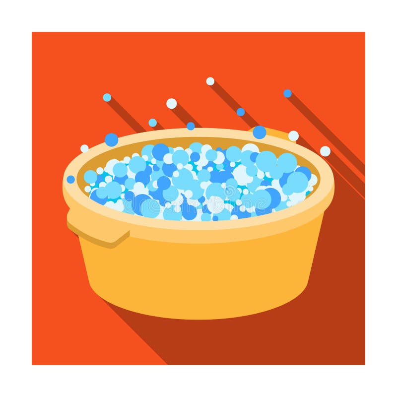 Basin with Soap Suds and Water Icon in Outline Style Isolated on White ...