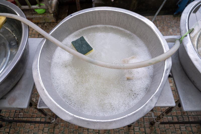 Basin for washing dishes stock photo. Image of bubbles - 205805478