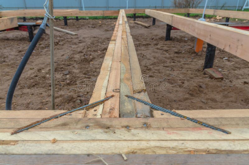 On the Basis of the Pile Foundation Timber Framing House Stock Photo ...