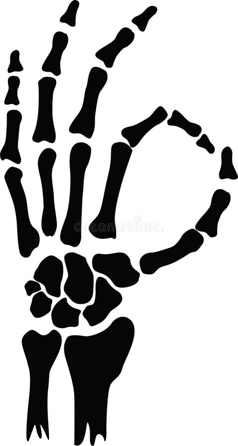 Hand Skeleton Making OK Sign Gesture Stock Vector - Illustration of ...