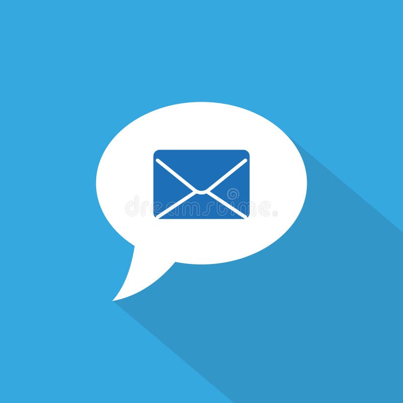 Envelope Icon with Speech Ballon on Blue Stock Illustration ...