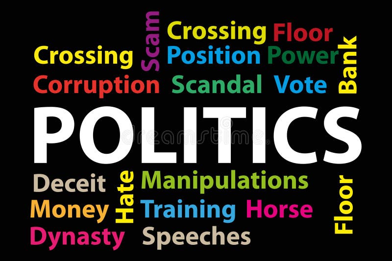 Politics Word Cloud on Black Stock Illustration - Illustration of ...