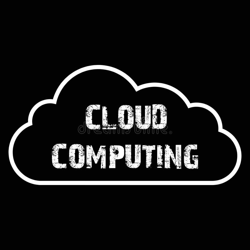 Cloud computing on black stock illustration. Illustration of software ...