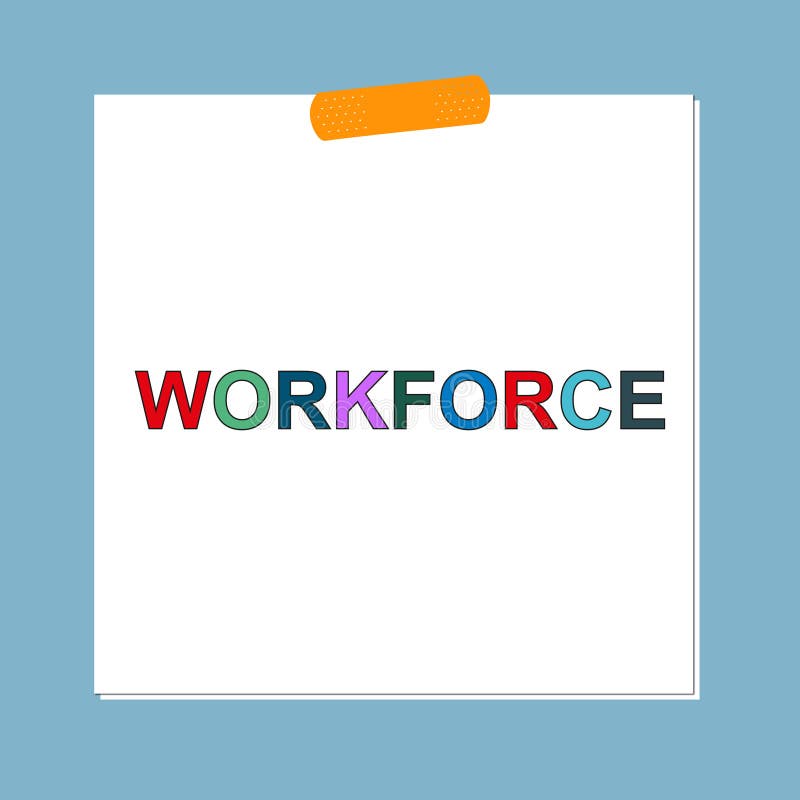 Workforce post it on blue stock illustration. Illustration of strategy ...