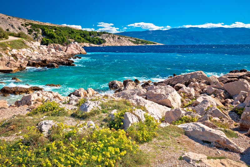 Baska. Idyllic Sea Landscape in Town of Baska, Island of Krk Stock ... Baska. Idyllic Sea Landscape in Town of Baska, Island of Krk Stock ...