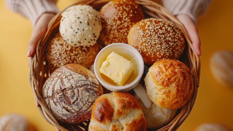 Basket Assorted Bread Rolls Butter Stock Photos - Free & Royalty-Free Stock Photos from Dreamstime