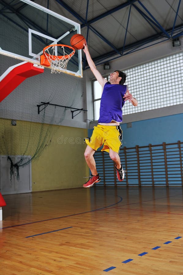 Basket Ball Game Player at Sport Hall Stock Photo - Image of male ...