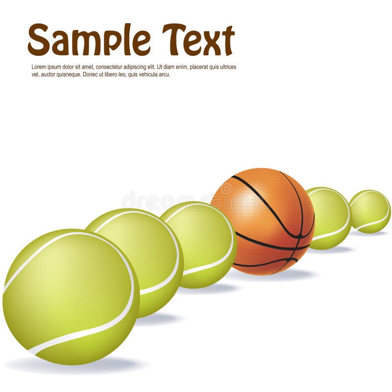 Basket Ball in between Tennis Balls Stock Illustration - Illustration ...