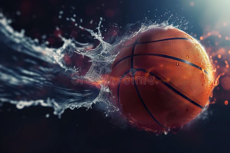 Basket Ball with Water and Fire Effect. Generative AI Stock Photo ...