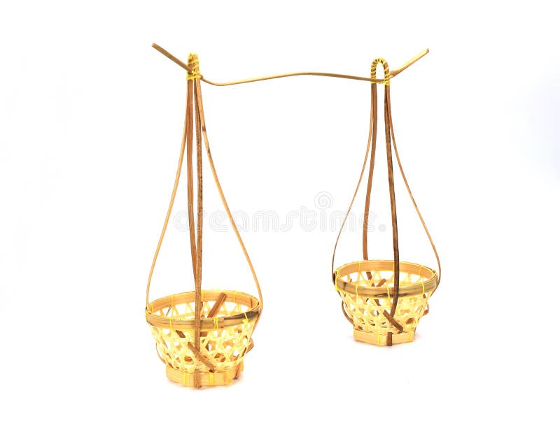 Basket Bamboo for Carry a Yoke on a Shoulder Pole Stock Image - Image ...
