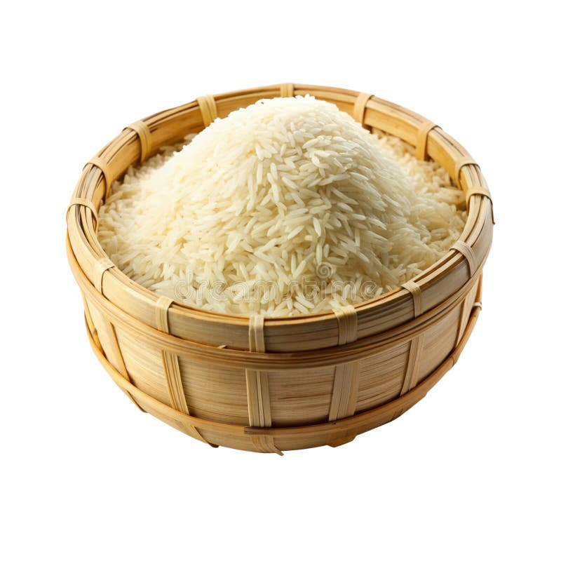 Basket of basmati rice stock illustration. Illustration of grain ...