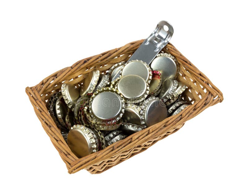 Basket Bottle Caps Angle View Stock Image - Image of white, caps: 38281155